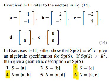Solved Exercises 1-11 refer to the vectors in Eq (14) -- [ - | Chegg.com