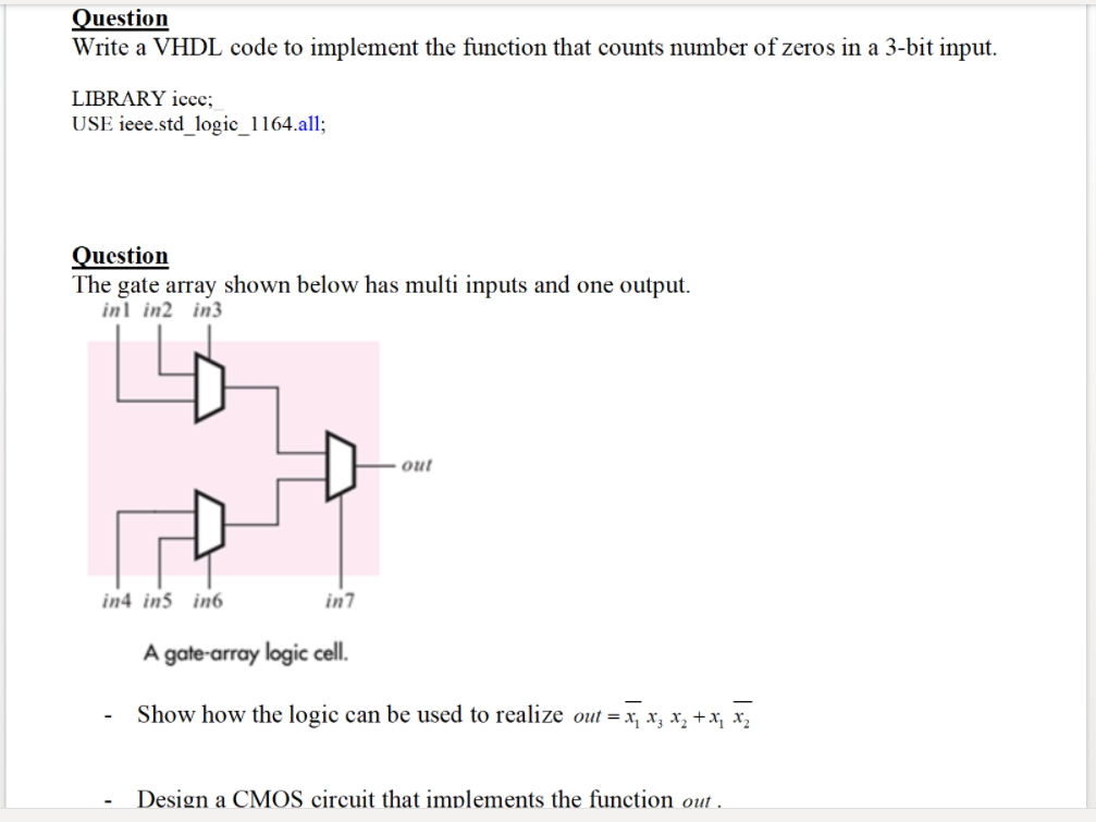 Solved Question Write A Vhdl Code To Implement The Function 5038