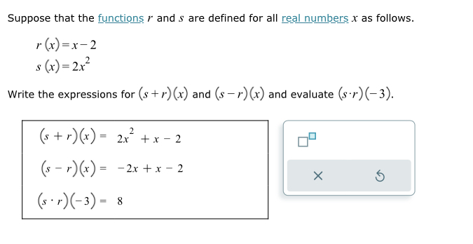 Solved Suppose that the functions r and s are defined for | Chegg.com