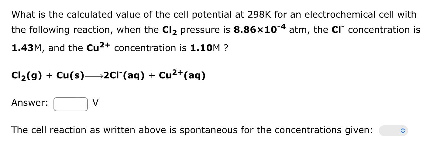 Solved What Is The Calculated Value Of The Cell Potential At