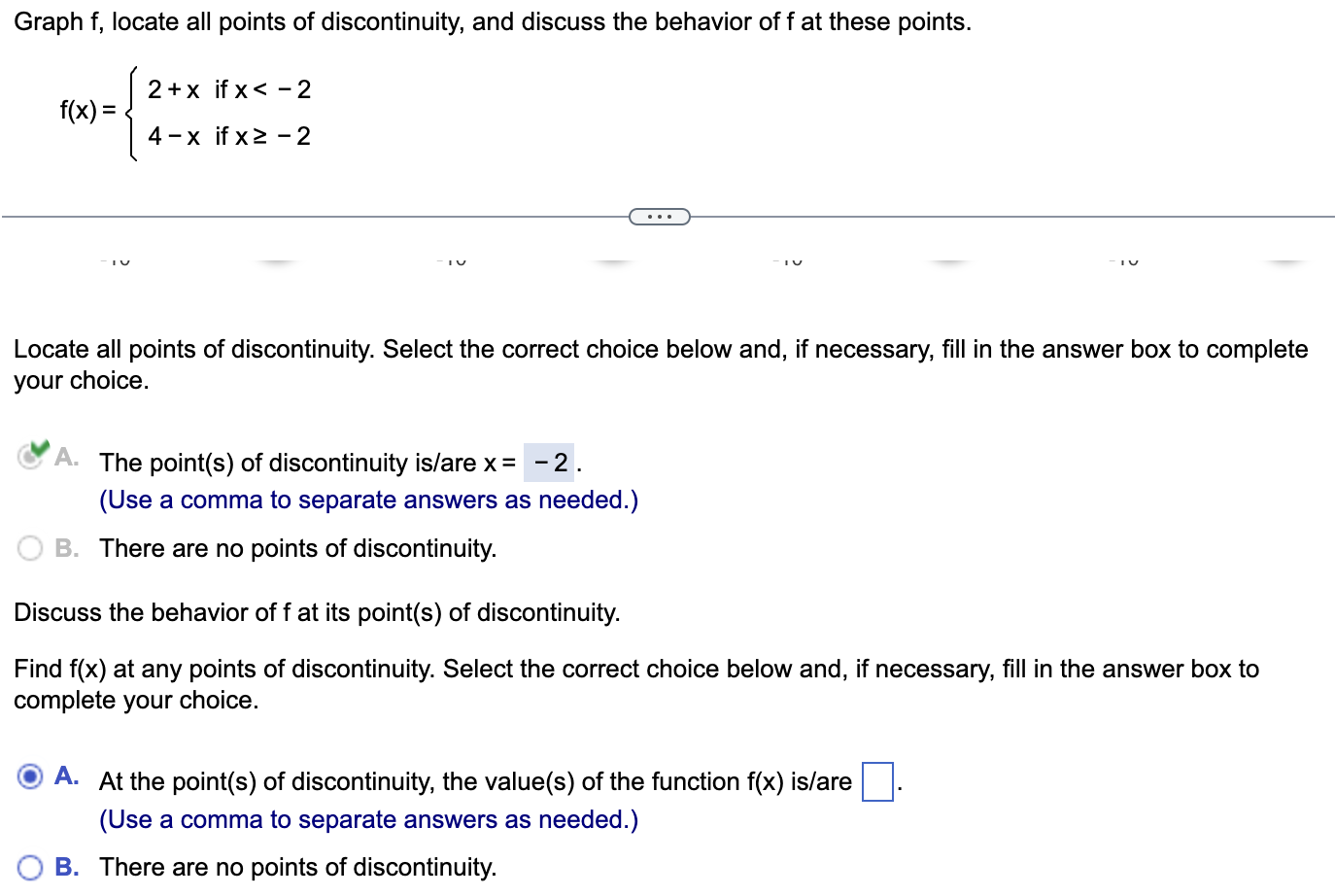 Solved Graph f, locate all points of discontinuity, and | Chegg.com