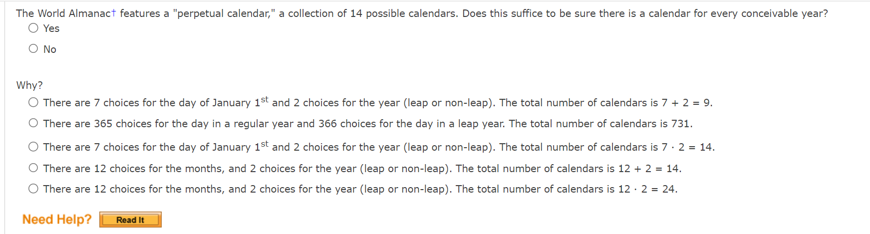 Solved The World Almanac† features a "perpetual calendar," a | Chegg.com