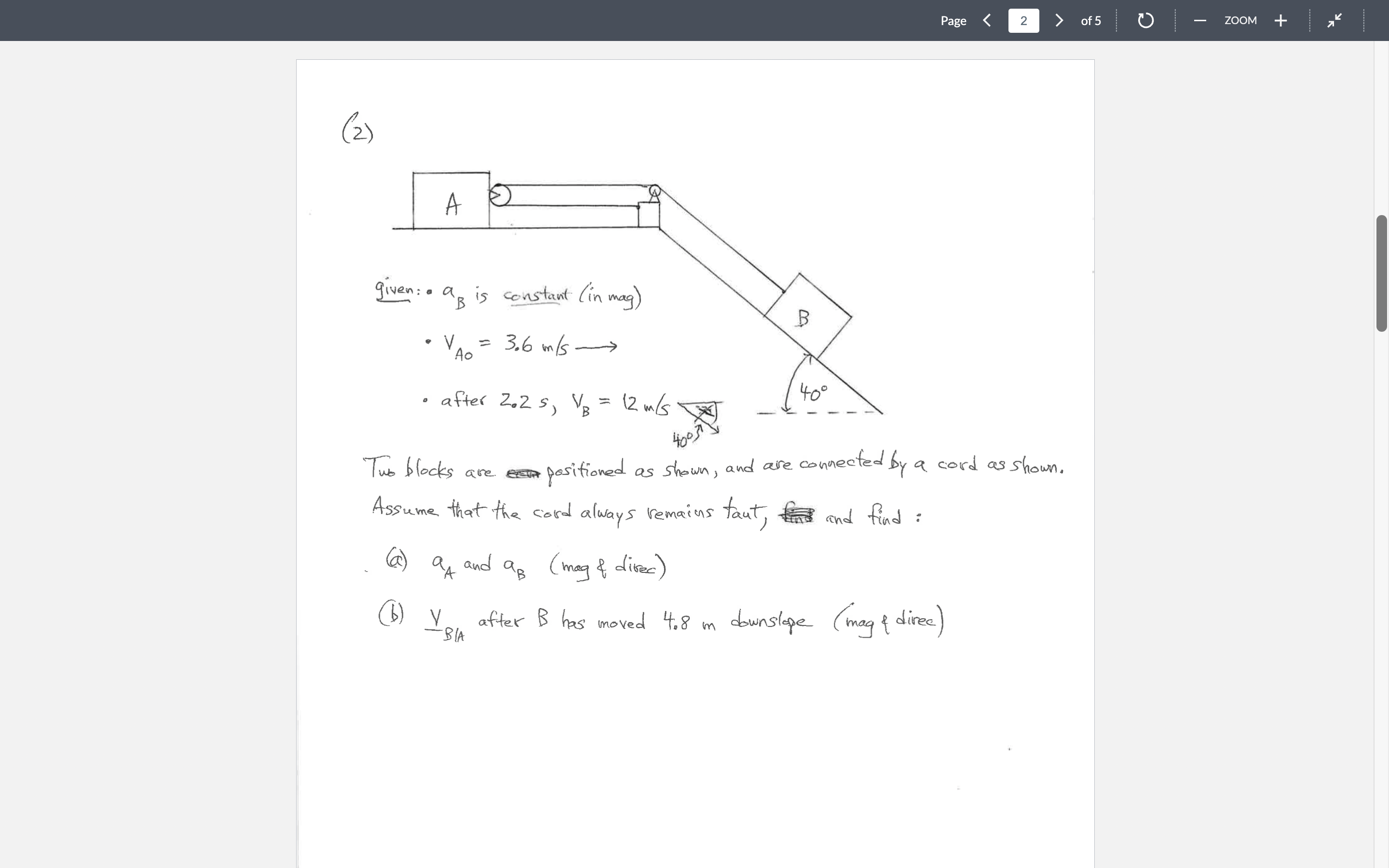 Two blocks are positioned as shown, and are connected | Chegg.com