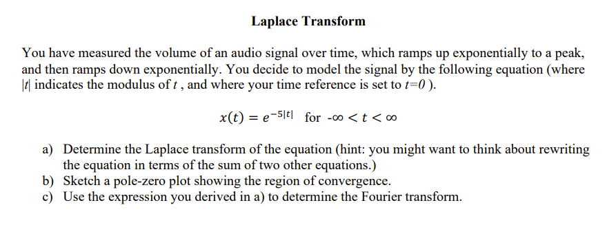 Solved You have measured the volume of an audio signal over | Chegg.com