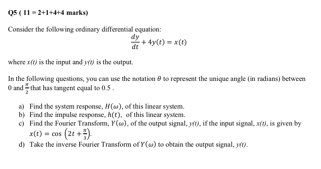 Solved Q5 ( 11 = 2+1+4+4 marks) Consider the following | Chegg.com