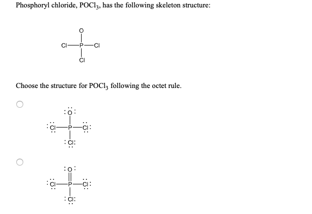 Solved Phosphoryl chloride, POCl3, has the following | Chegg.com
