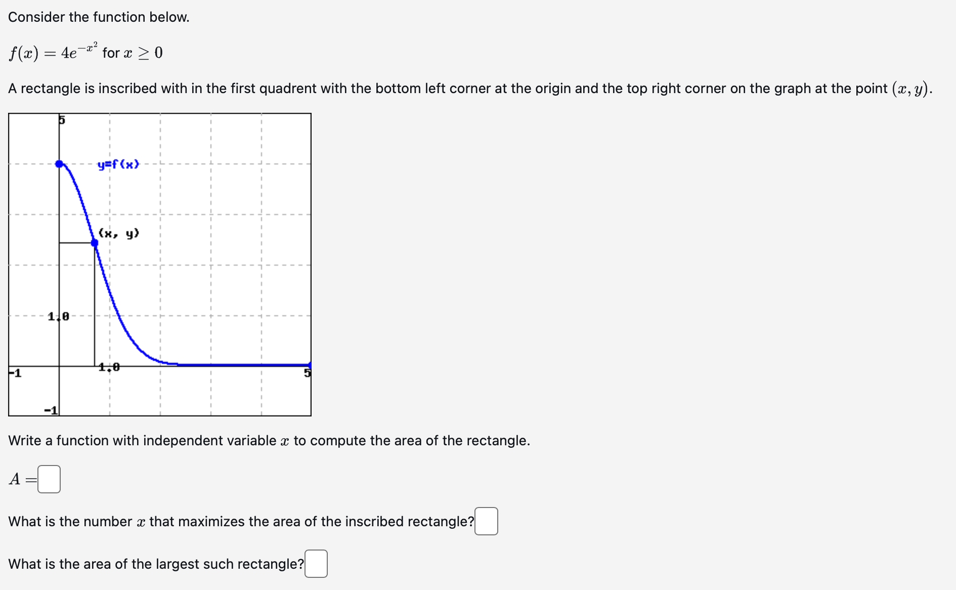 Solved Consider the function below.f(x)=4e-x2 ﻿for x≥0A | Chegg.com