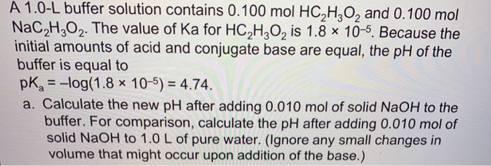 Solved A 1.0-L buffer solution contains 0.100 mol HC2H,02 | Chegg.com