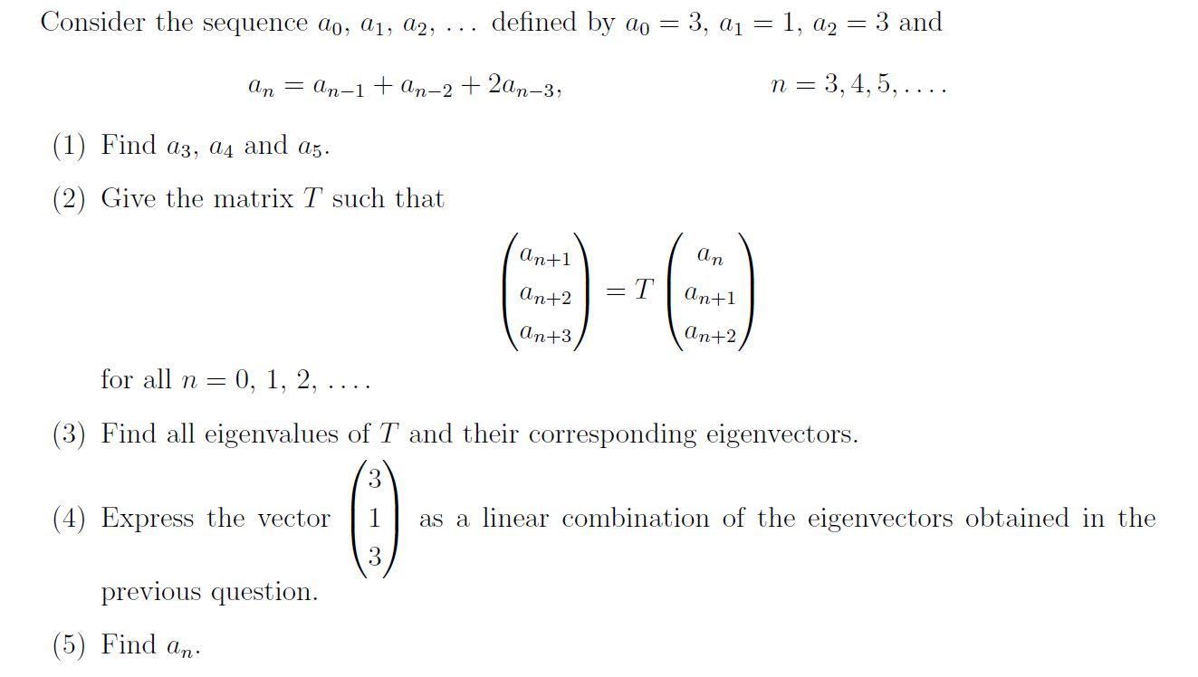 Solved Consider the sequence do, 01, 02, ... defined by do = | Chegg.com