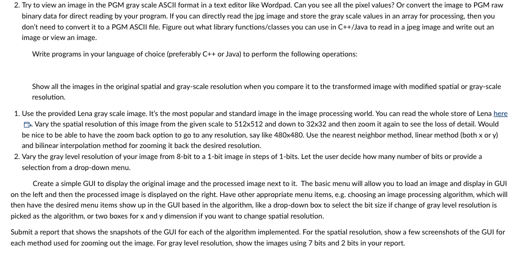 2. Try to view an image in the PGM gray scale ASCII | Chegg.com
