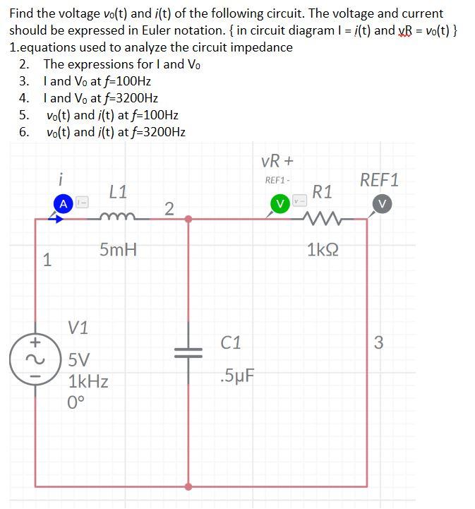 Solved Find the voltage v0(t) and i(t) of the following | Chegg.com