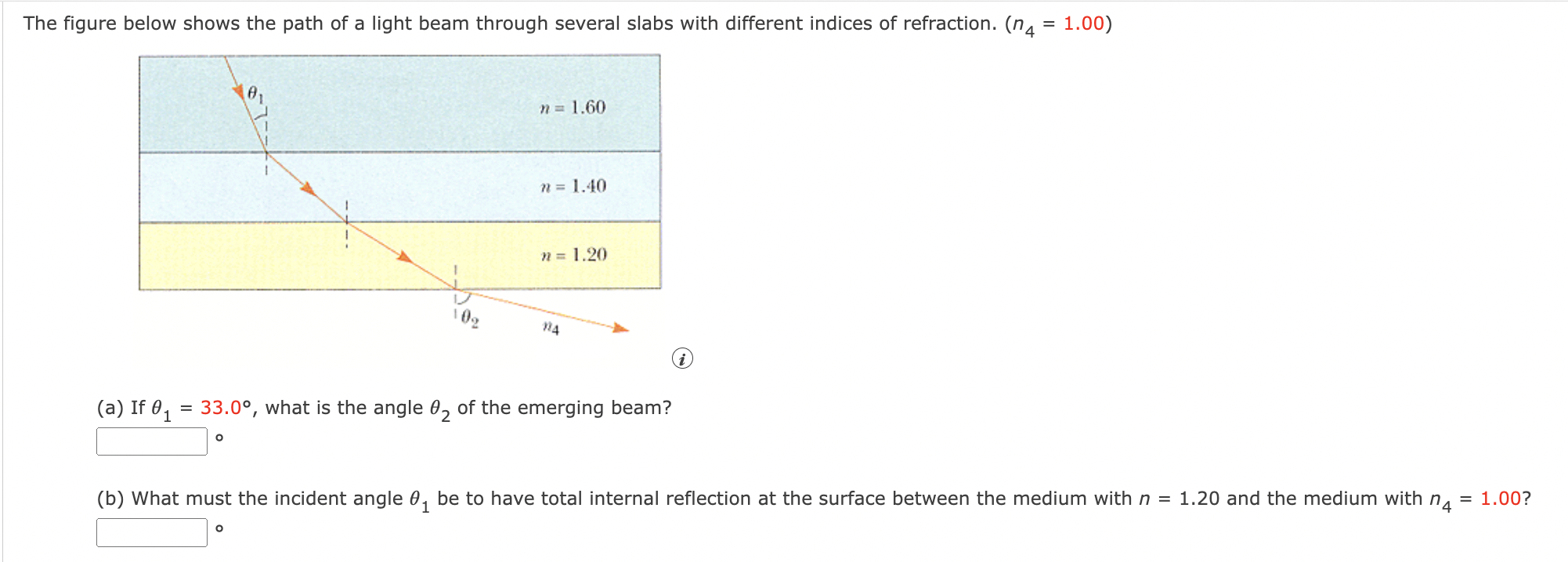Solved figure below shows the path of a light beam through | Chegg.com