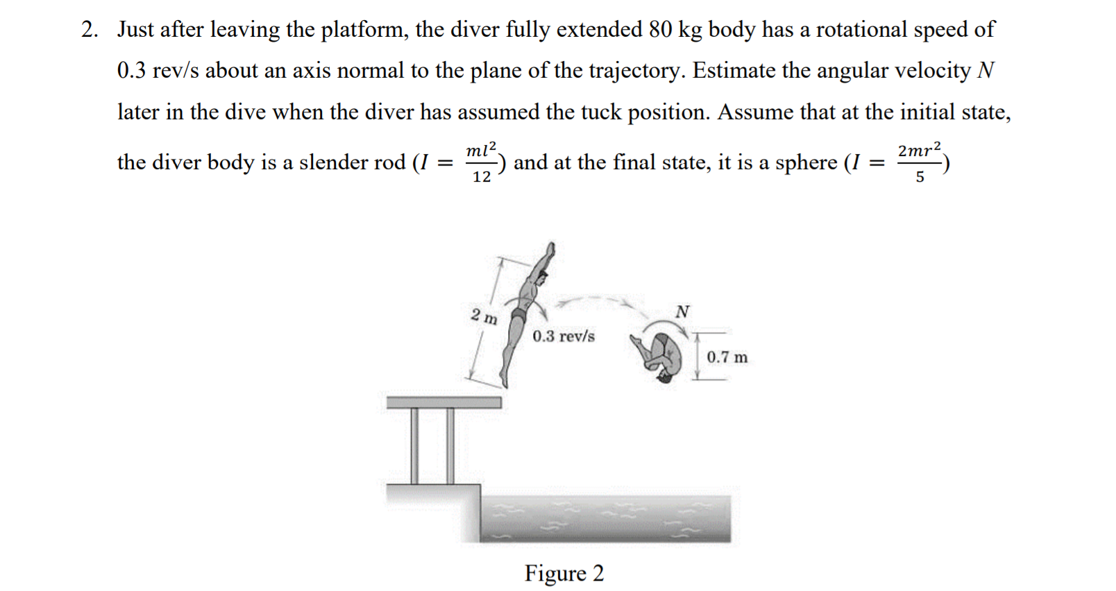 Solved 2. Just after leaving the platform, the diver fully | Chegg.com