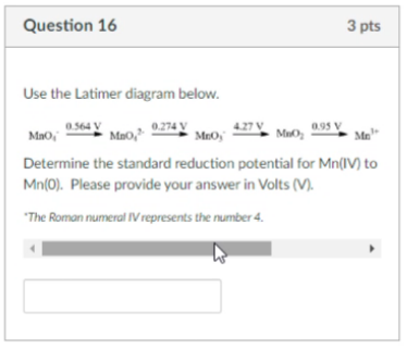 Solved Question 16 3 pts Use the Latimer diagram below. | Chegg.com