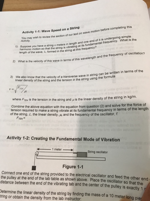 Solved Activity 11: Wave Speed on a String before completing | Chegg.com