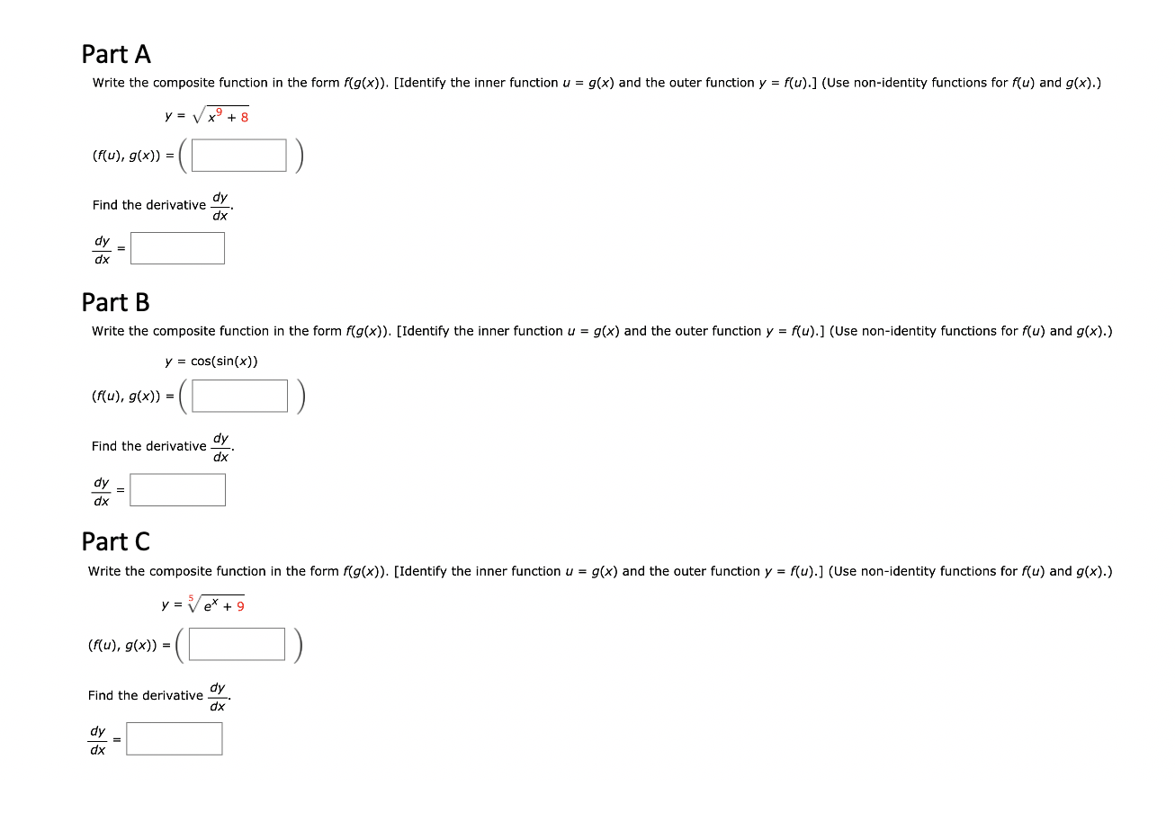 Solved Part A Write the composite function in the form | Chegg.com