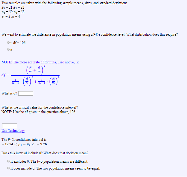 Solved Two samples are taken with the following sample | Chegg.com