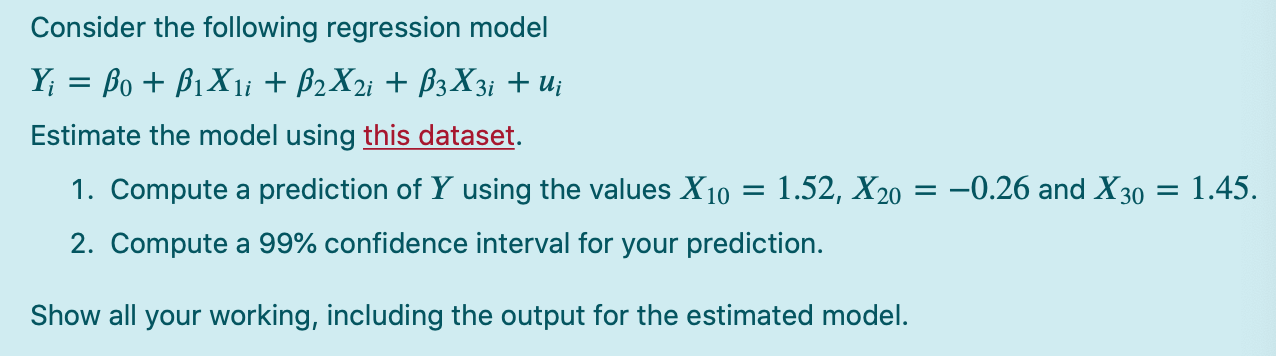 Consider the following regression model Y; = Bo + | Chegg.com