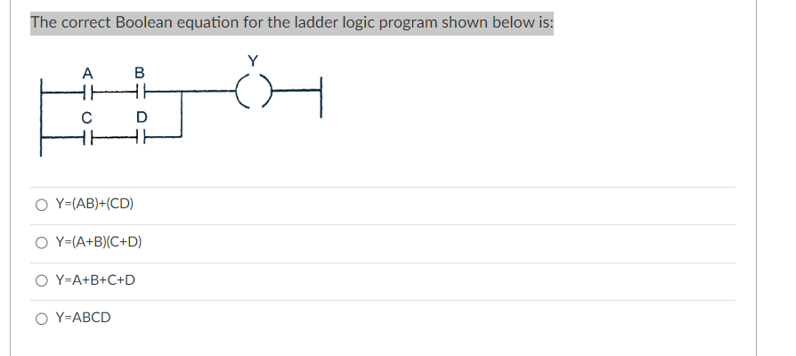 Solved The Correct Boolean Equation For The Ladder Logic