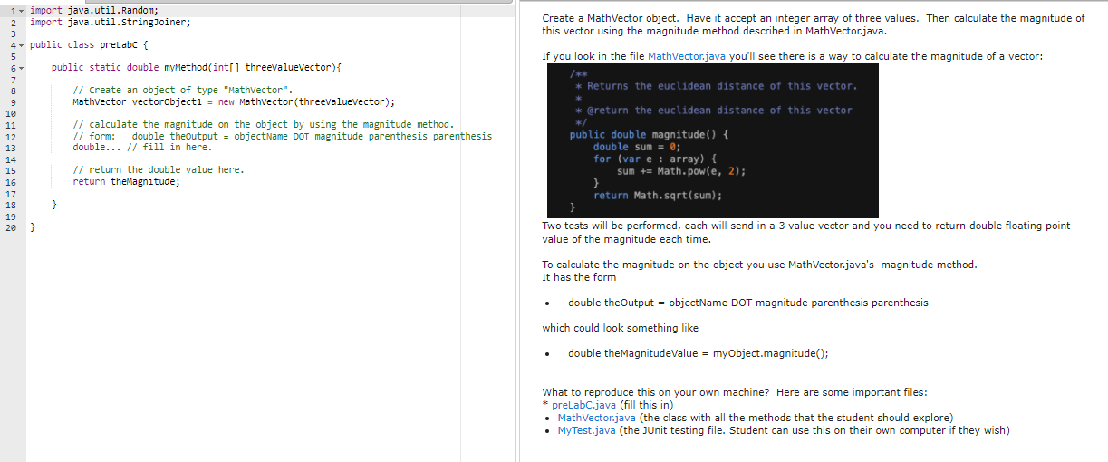 Solved Create a MathVector object. Have it accept an integer | Chegg.com