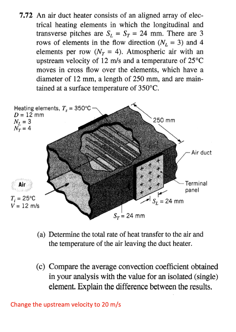 Solved 7.72 An air duct heater consists of an aligned array | Chegg.com