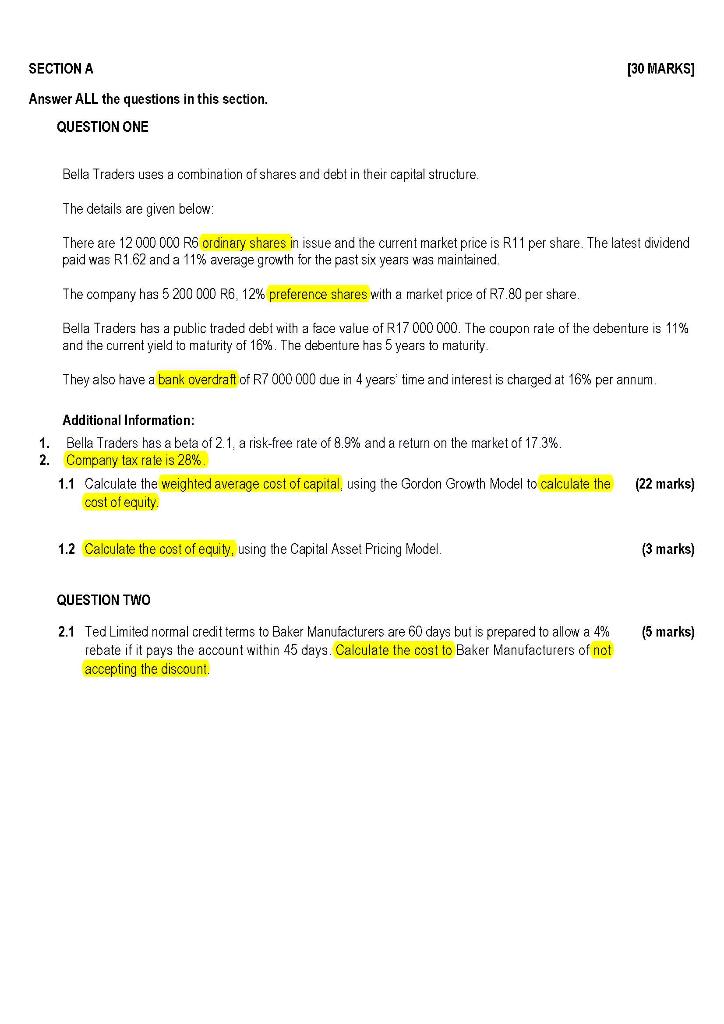 Solved SECTION A [30 MARKS] Answer ALL the questions in this | Chegg.com