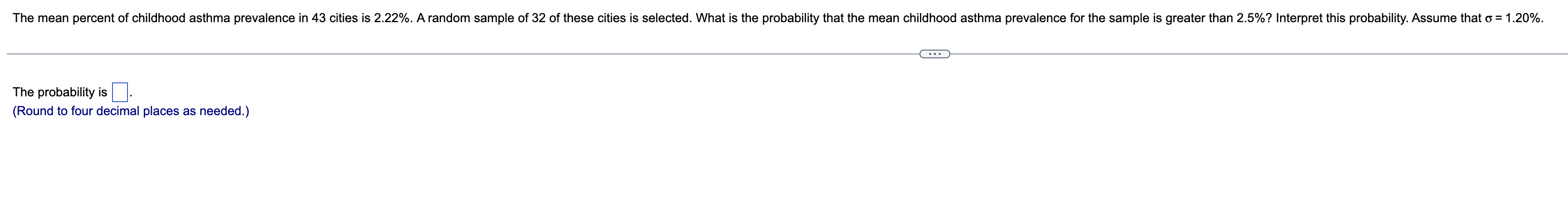 Solved The probability is(Round to four decimal places as | Chegg.com