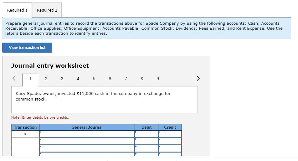 Solved Exercise 2-9 Recording effects of transactions in | Chegg.com