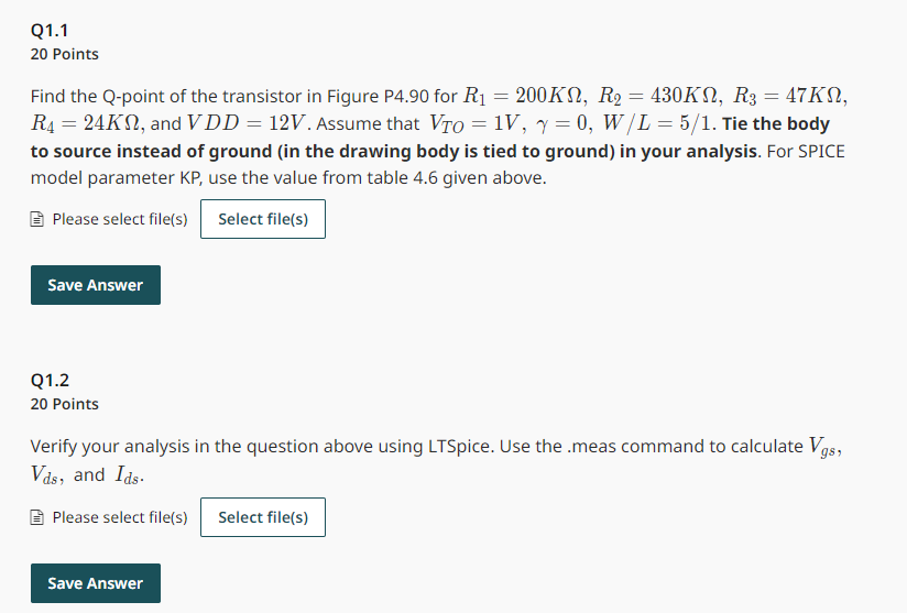 Find the Q-point of the transistor in Figure P4.90 | Chegg.com