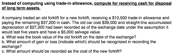 Solved Instead of computing using trade-in allowance, | Chegg.com