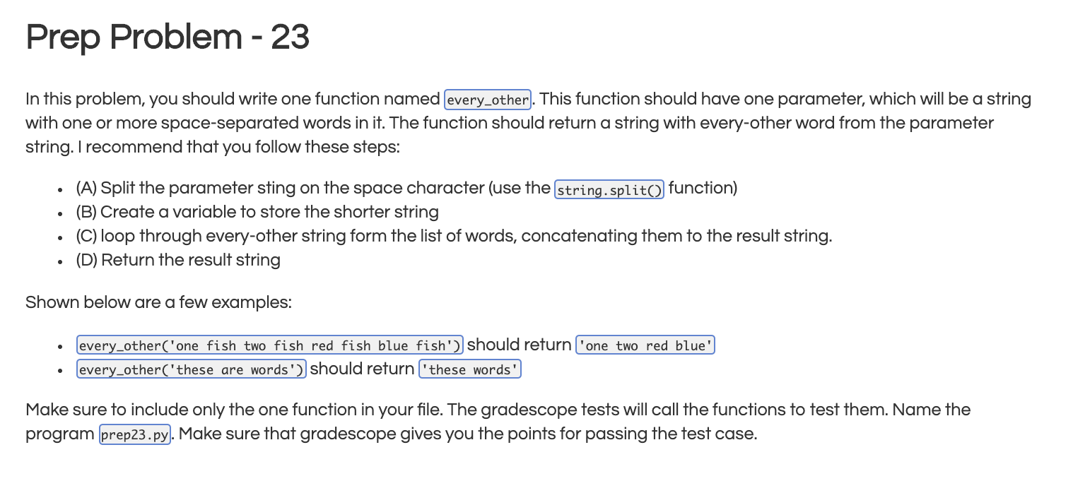 Solved Prep Problem - 23 In this problem, you should write | Chegg.com