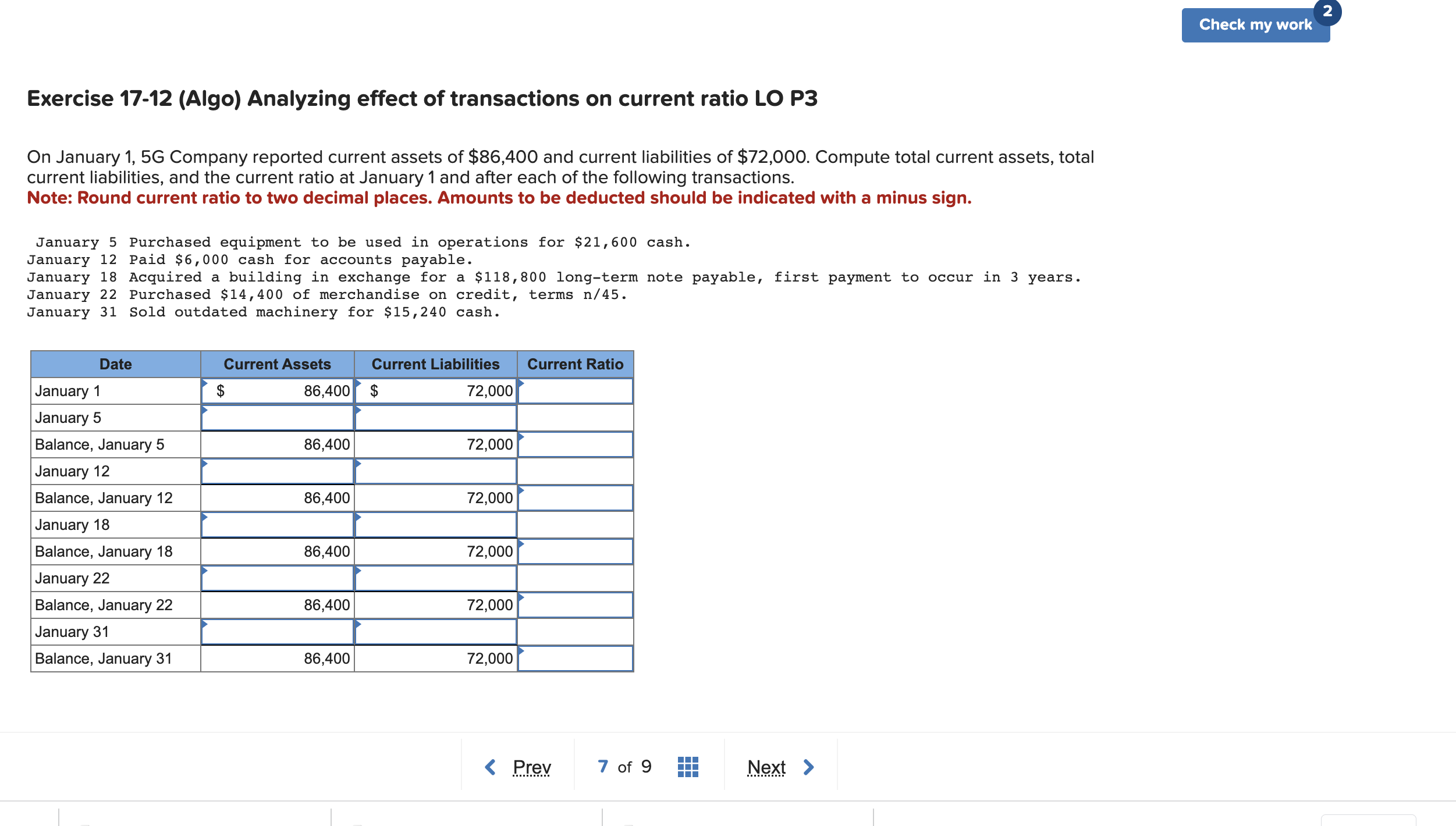Solved Exercise 17-12 (Algo) Analyzing effect of | Chegg.com