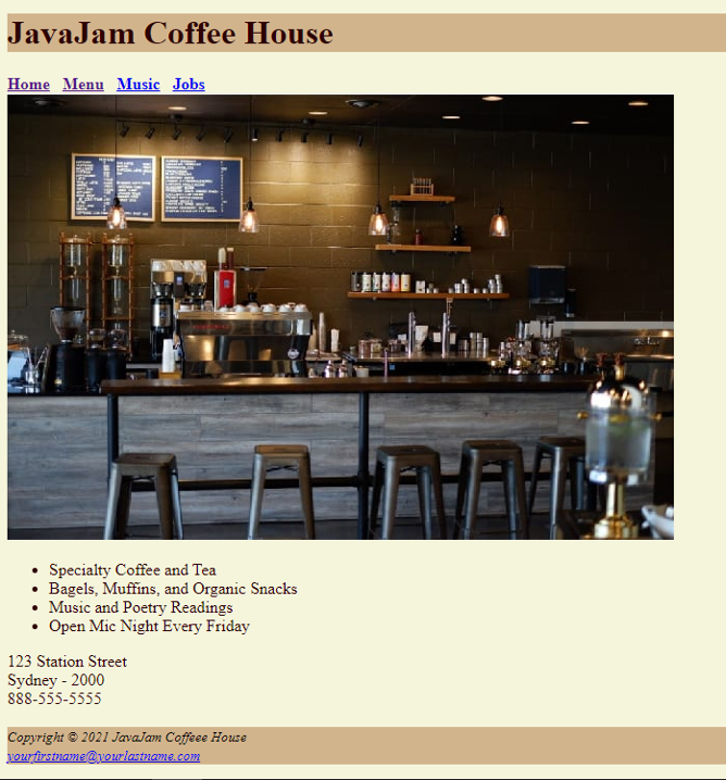 Solved We are creating a website for a coffee shop – | Chegg.com