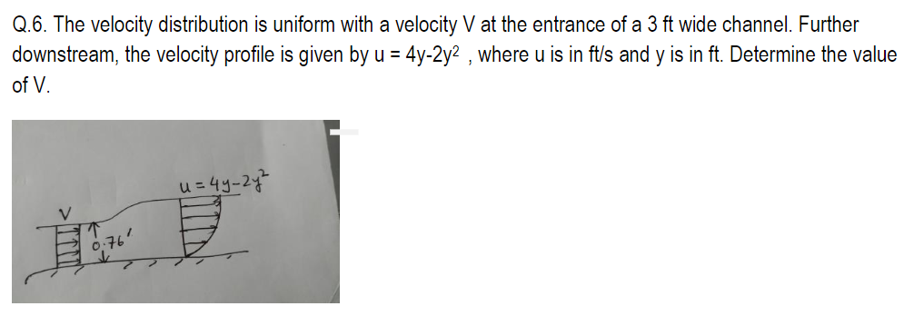 Q.6. The velocity distribution is uniform with a | Chegg.com
