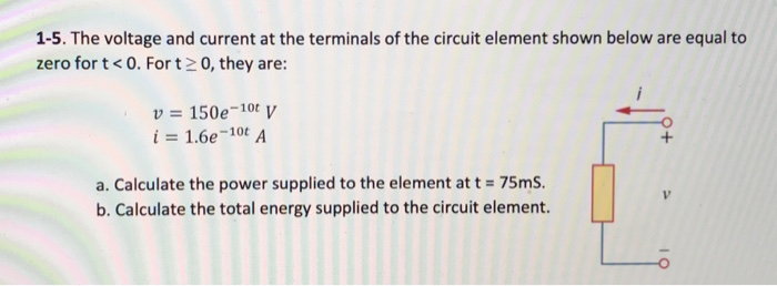 Solved 1-5. The voltage and current at the terminals of the | Chegg.com