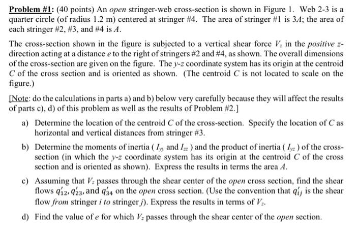 Solved Figure 1Problem \#1: (40 points) An open stringer-web | Chegg.com