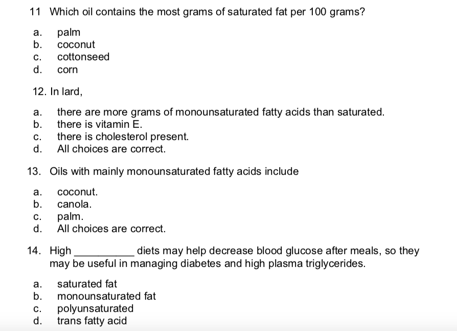 Solved A 11 Which Oil Contains The Most Grams Of Saturated Chegg solved-a-11-which-oil-contains-the-most-grams-of-saturated-chegg