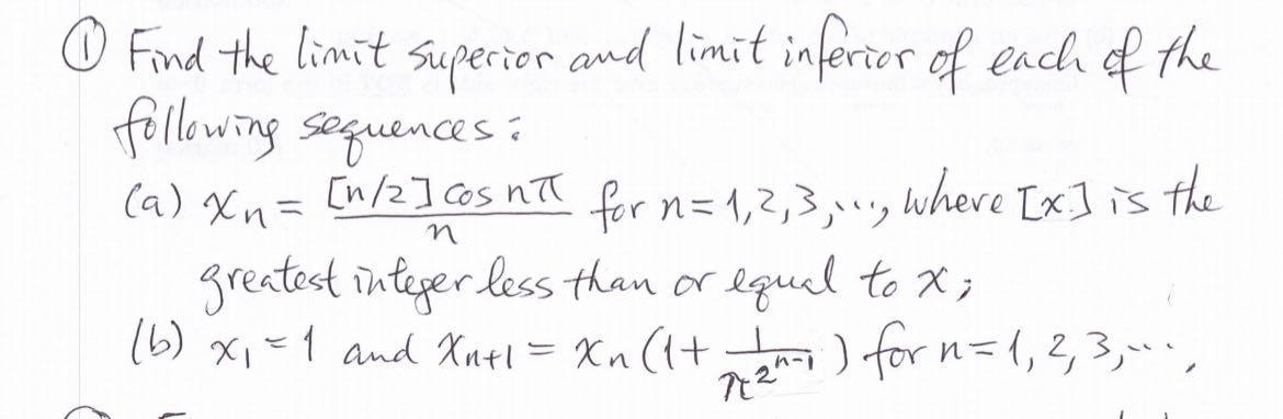 Solved O Find the limit superior and limit inferior of each | Chegg.com