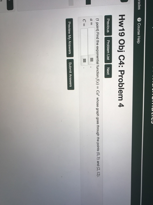 Solved Hw19 Obj 24: Problem 4 Problem List Next (1 point) | Chegg.com