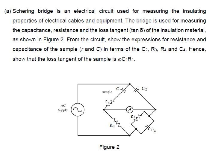 Solved (a) Schering bridge is an electrical circuit used for | Chegg.com
