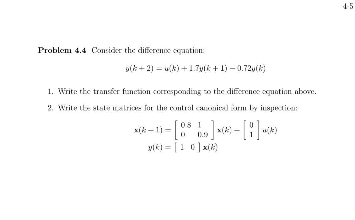 Solved Problem 4.4 ﻿Consider the difference | Chegg.com