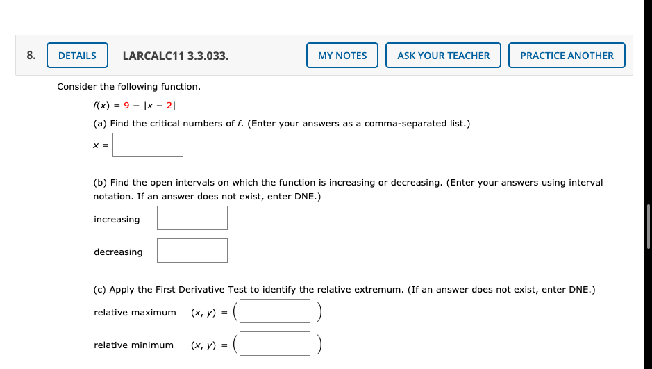 Solved 8. DETAILS LARCALC11 3.3.033. MY NOTES ASK YOUR | Chegg.com