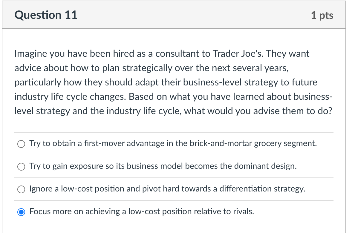 Solved Question 11 1 pts Imagine you have been hired as a | Chegg.com