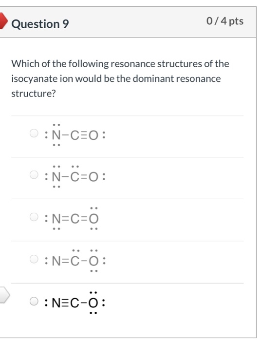Solved 0/4 pts Question 9 Which of the following resonance | Chegg.com