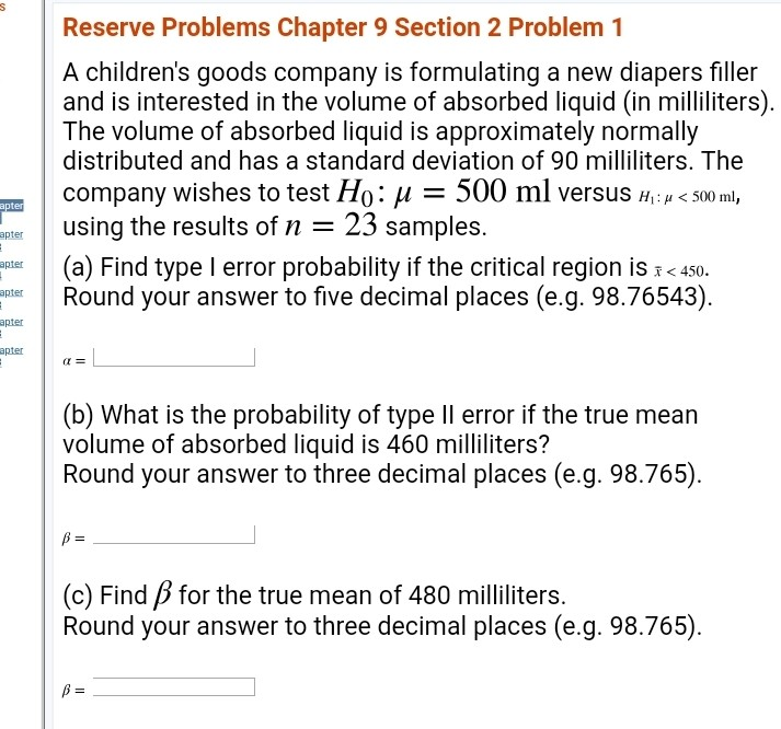 Solved Reserve Problems Chapter 9 Section 2 Problem 1 A | Chegg.com