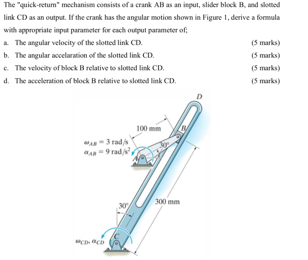 Solved The "quick-return" mechanism consists of a crank AB | Chegg.com