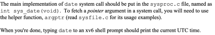 Solved Your task is to add a new system call to xv6. The | Chegg.com
