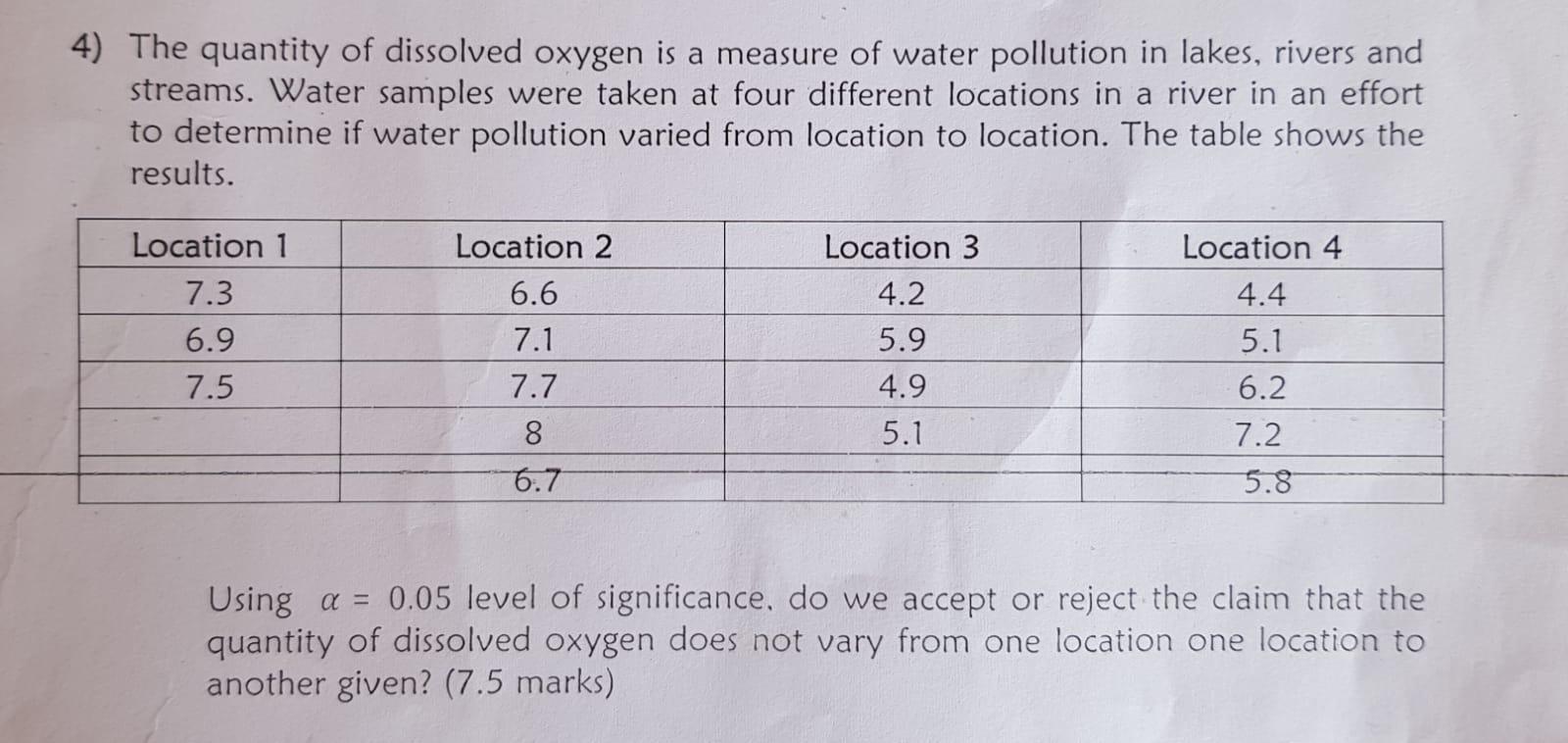 Solved 4) The quantity of dissolved oxygen is a measure of | Chegg.com