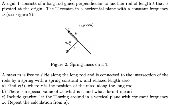 Solved A rigid T consists of a long rod glued perpendicular | Chegg.com