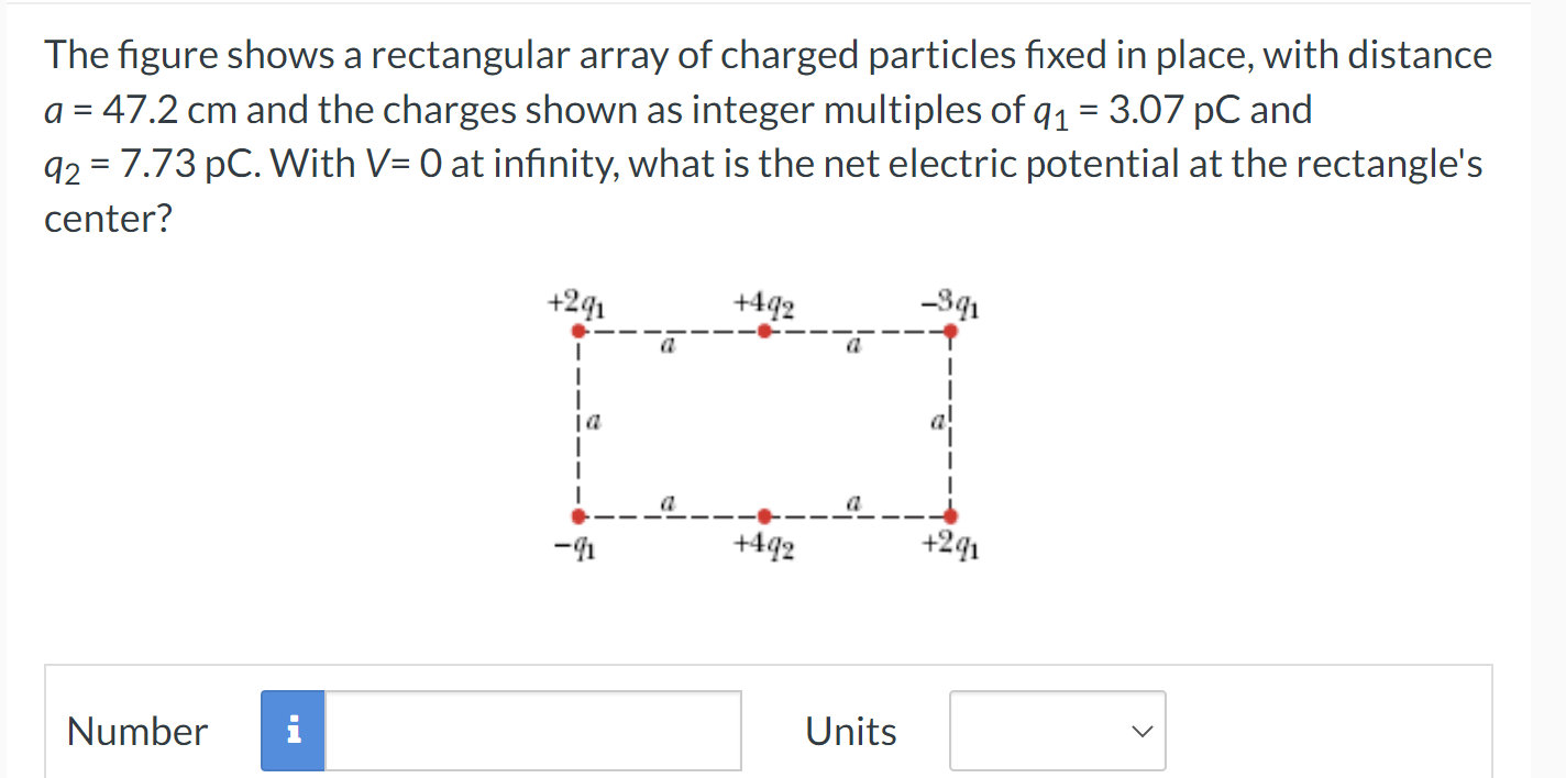 Solved The figure shows a rectangular array of charged | Chegg.com
